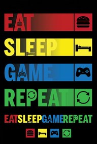 Plakát, Obraz - Eat Sleep Game Repeat, (61 x 91.5 cm)