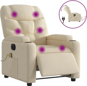 Elektrické masážní polohovací křeslo krémové textil 3204593