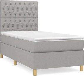 Box spring postel s matrací světle šedá 90x190 cm textil 3142537