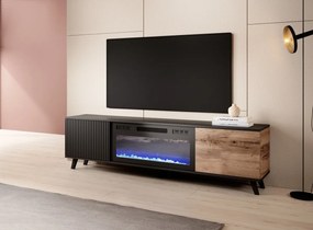 TV stolek Random 180 cm s krbem dub wotan/černý