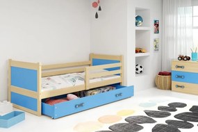 Falco Dětská postel Riky 90x200 s úložným prostorem, borovice/modrá