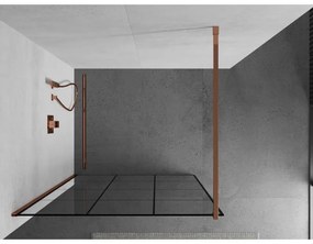 Mexen Kioto sprchová zástěna 120x200 cm 8 mm, profil růžové zlato, sklo černý vzor 1, 800-120-101-60-77