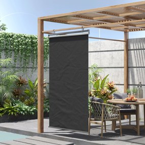 Vertikální markýza Outsunny, 124 x 222 cm, balkónová zástěna s ochranou proti slunci, balkónová roleta s háčky, zástěna pro altán, polyester | Aosom