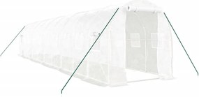 Skleník s ocelovým rámem bílý 20 m² 10 x 2 x 2 m 3188031