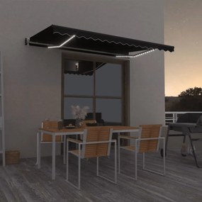 Automatická markýza LED a senzor větru 400x350 cm antracitová 3069194