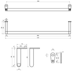 GSI CLASSIC čelní držák ručníků 60cm, chrom PACL60