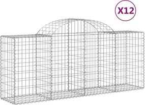 Klenuté gabionové koše 12ks 200x50x80/100 cm pozinkované železo 3146309