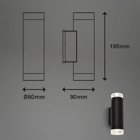 BRILO 3072025 Venkovní svítidlo 19,5 cm vč. 2x GU10 4,7W 400lm černá - BRILO