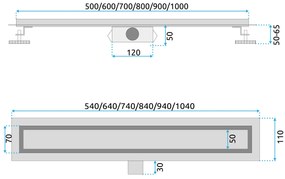 Rea Neox Black Matt, lineární odtokový žlab 90cm, vzor 2v1, černá matná, REA-G6603