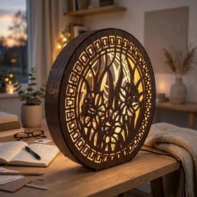 Dřevěná lampa s motivem narcisů - Ruční výroba | SENTOP LED0614