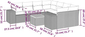 9dílná zahradní sedací souprava s poduškami béžová polyratan 3225373