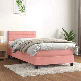 Box spring postel s matrací růžová 90x200 cm samet 3141346