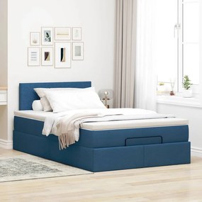 Osmanský rám postele s matrací modrá 120x190cm textil 3311365
