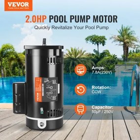 1,49 kW motor bazénového čerpadla 230 V 60 Hz 7,8 A 56Y 3450RPM 50μF/250 V