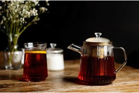 Skleněná konvice na čaj se sítkem ve zlaté barvě 900 ml Mia – Vialli Design