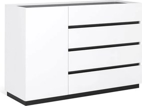 Komoda 1dv 4šx bílý supermat, antracit Duo