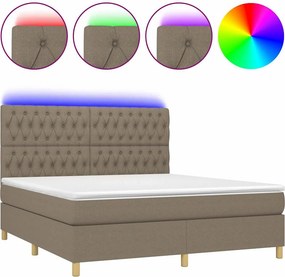 Box spring postel s matrací a LED taupe 160x200 cm textil 3135689