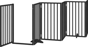 Zábrana pro psy s dvířky skládací 9 panelů černá 450 cm topol 3155544