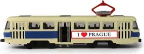 RAPPA 252578 Kovová česká retro tramvaj modrá 16 cm PRAGUE otevírací d