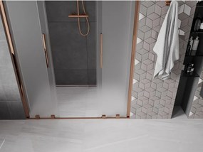 Mexen Velar Duo, posuvné sprchové dveře do otvoru 140 cm, 8mm sklo námraza, růžové zlato, 871-140-000-32-60