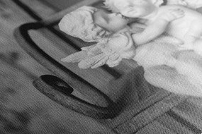Obraz sošky andílků na lavičce v černobílém provedení Varianta: 90x60
