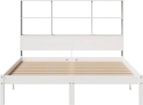Postel s knihovnou bez matrace bílá 160x200 cm masivní borovice 3321592