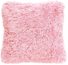 Plyšový povlak na polštář s dlouhým vlasem 40x40cm růžový