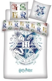 Bavlněné povlečení Harry Potter Bradavice Bílé 140x200 + 63x63 cm