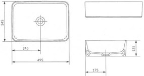 Cersanit Crea umyvadlo na desku 50x35cm, bílá, K114-001