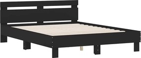 Rám postele s čelem černý 140 x 190 cm kompozitní dřevo 3207435