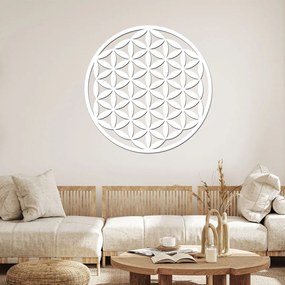 dřevo života Dřevěná dekorace na stěnu KVĚT ŽIVOTA ZEMĚ Barevný vzor: Bílá, Rozměry Ø: 60