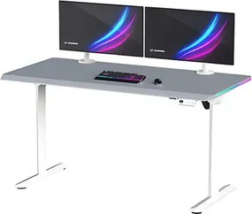 ULTRADESK Quest bílá šedá / Herní stůl / 140 x 70 cm / 72-120 cm / ele
