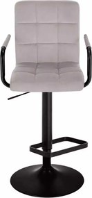 LuxuryForm DESIGN Barová židle VERONA BLACK VELUR na černé kulaté podstavě - světle šedá