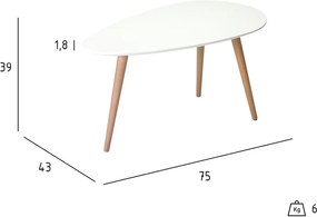 Bílý konferenční stolek s nohami z bukového dřeva Furnhouse Fly, 75 x 43 cm