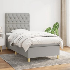 Box spring postel s matrací světle šedá 80 x 200 cm textil