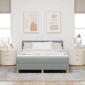 Postel s boxspringem s čelo Světle šedá 160 x 200 cm textil 3338930
