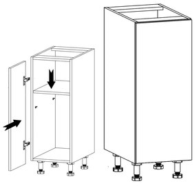 ASPEN gr | dolní skříňka D30 | LEVÁ | šedá lesk