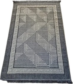 HU Šedý moderní koberec Boho 874-S s kostkovaným vzorem Rozměr: 60x100 cm