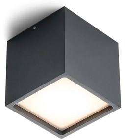 LED2 5111134 Cube, antracitová stropní kostka, 12W LED 3000K, 10x10cm, IP54