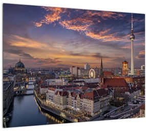 Skleněný obraz - Západ slunce nad Berlínem (70x50 cm)