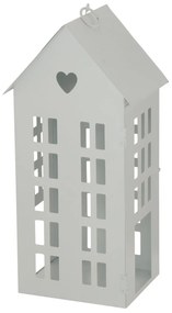 Lucerna kovová Domek 35 cm bílá