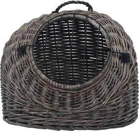 Přepravka pro kočku šedá 45 x 35 x 35 cm přírodní vrba 170904