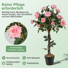 Costway 93 cm růže strom s 21 borovicových růží a přírodní kmen umělý strom