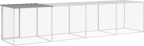 Klec pro kuřata se střechou světle šedá 403 x 98 x 90 cm ocel 3189045