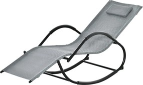 Outsunny Houpací Křeslo s Opěrkou Hlavy - Houpací Sluneční Lehátko s nosností do 160 kg, Textilie Šedá 61 x 160 x 79 cm | Aosom