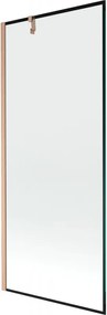 Mexen Next, 1-křídlová vanová zástěna 80 x 150 cm, 6mm čiré sklo - černý vzor, ​​měděná matná, 895-080-000-00-70-65