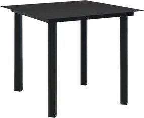 vidaXL Zahradní jídelní stůl černý 80 x 80 x 74 cm ocel a sklo [312161]