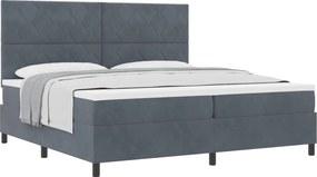 Postel s boxspringem s čelo Tmavě šedá 200 x 200 cm samet 3339921