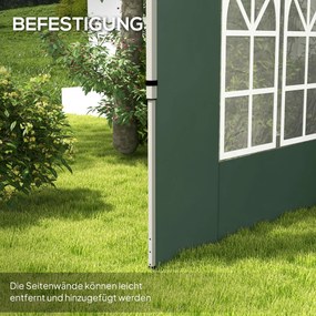 Outsunny sada 2 bočních panelů pro altán 3x3/3x4 m, boční stěna s oknem, voděodolná zelená barva