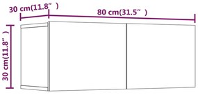 4dílný set TV skříněk betonově šedý kompozitní dřevo - Default Title